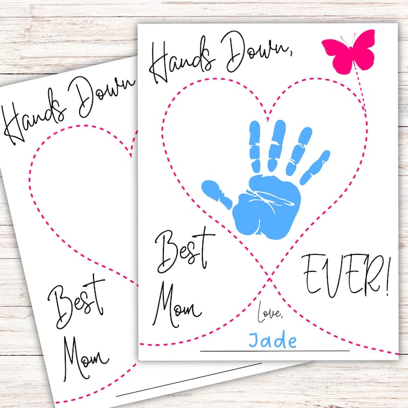 Printable Mother's Day Handprint Card, Best Mom Ever Mother's Day Card ...