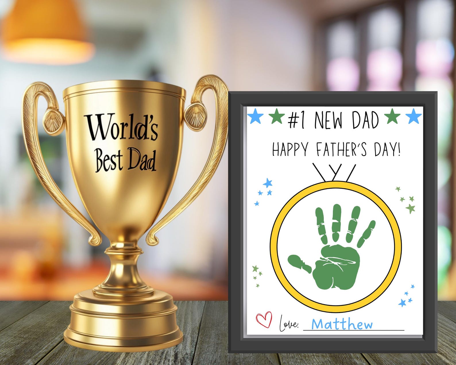 New Dad Father's Day Handprint Card Printable First Father's Day Gift ...