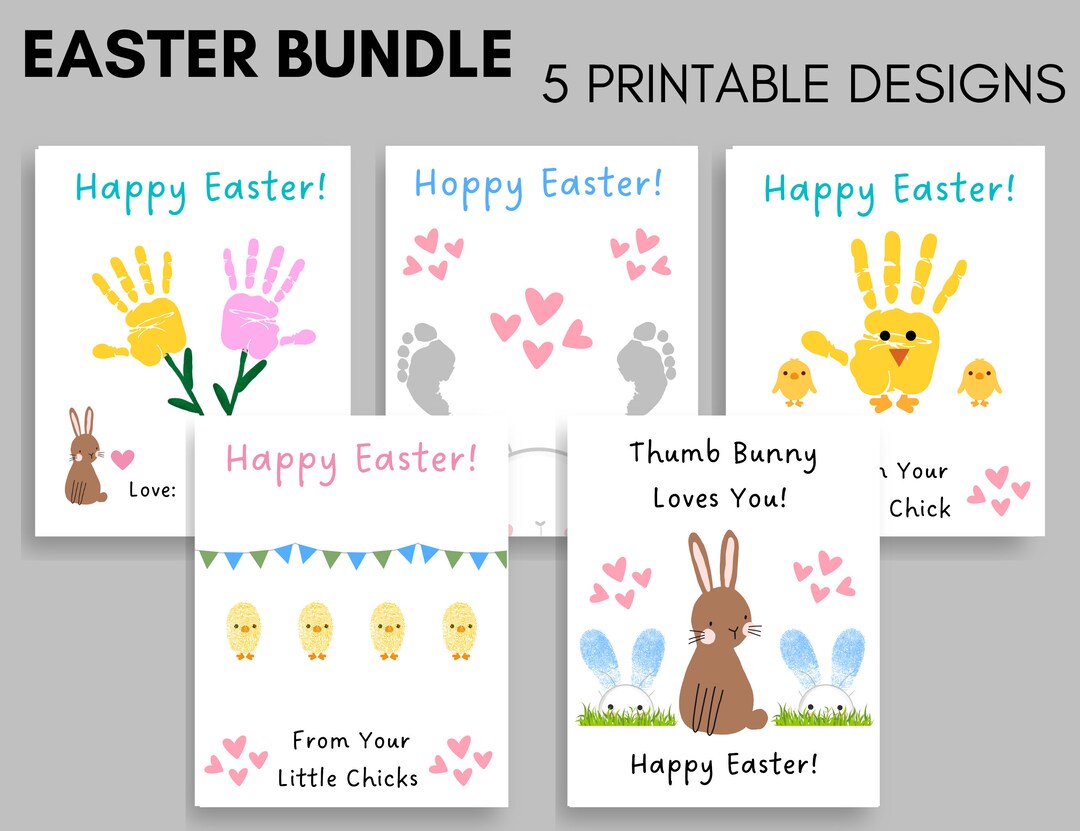 Easy Easter Handprint Card, Footprint Card, Printable Handprint Card ...
