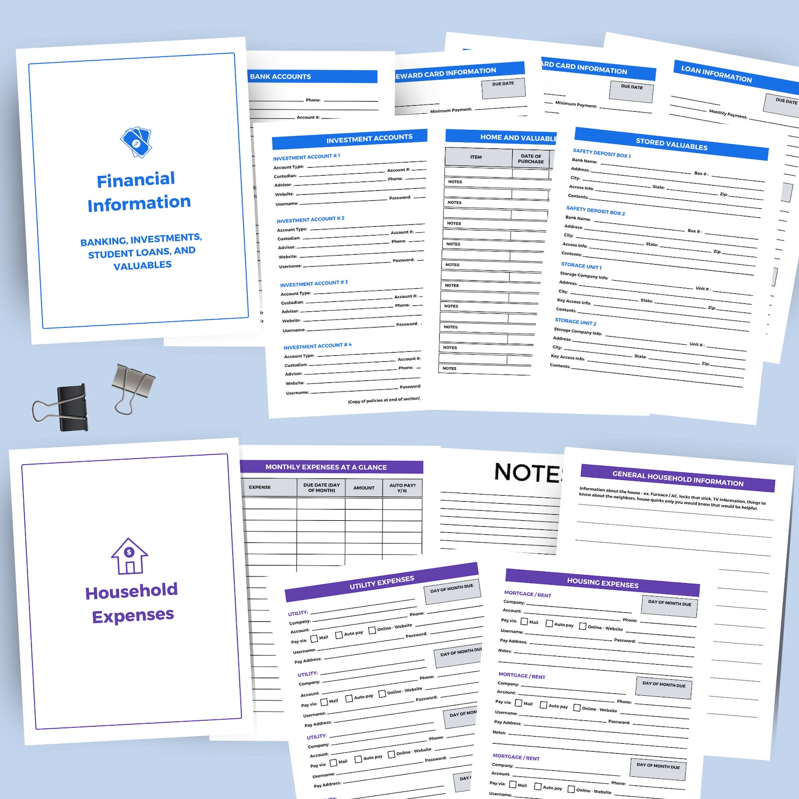 End of Life Planner Printable PDF, Emergency Binder, Fillable End of ...