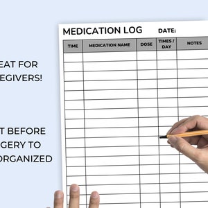 Easy Medication Log, Medication Tracker, Medication List Printable ...