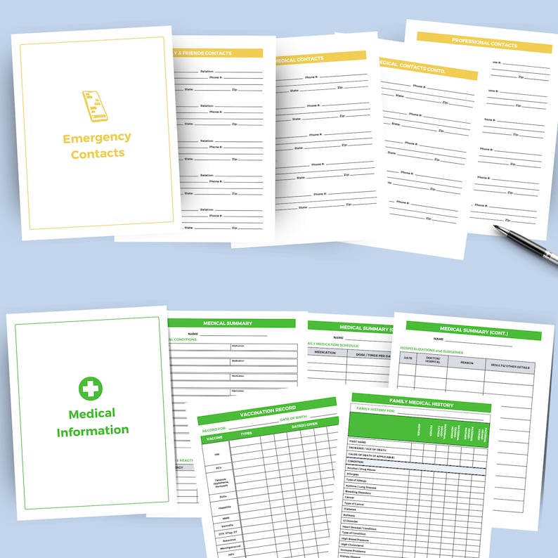 End of Life Planner Editable Printable PDF, Emergency Binder Fillable ...