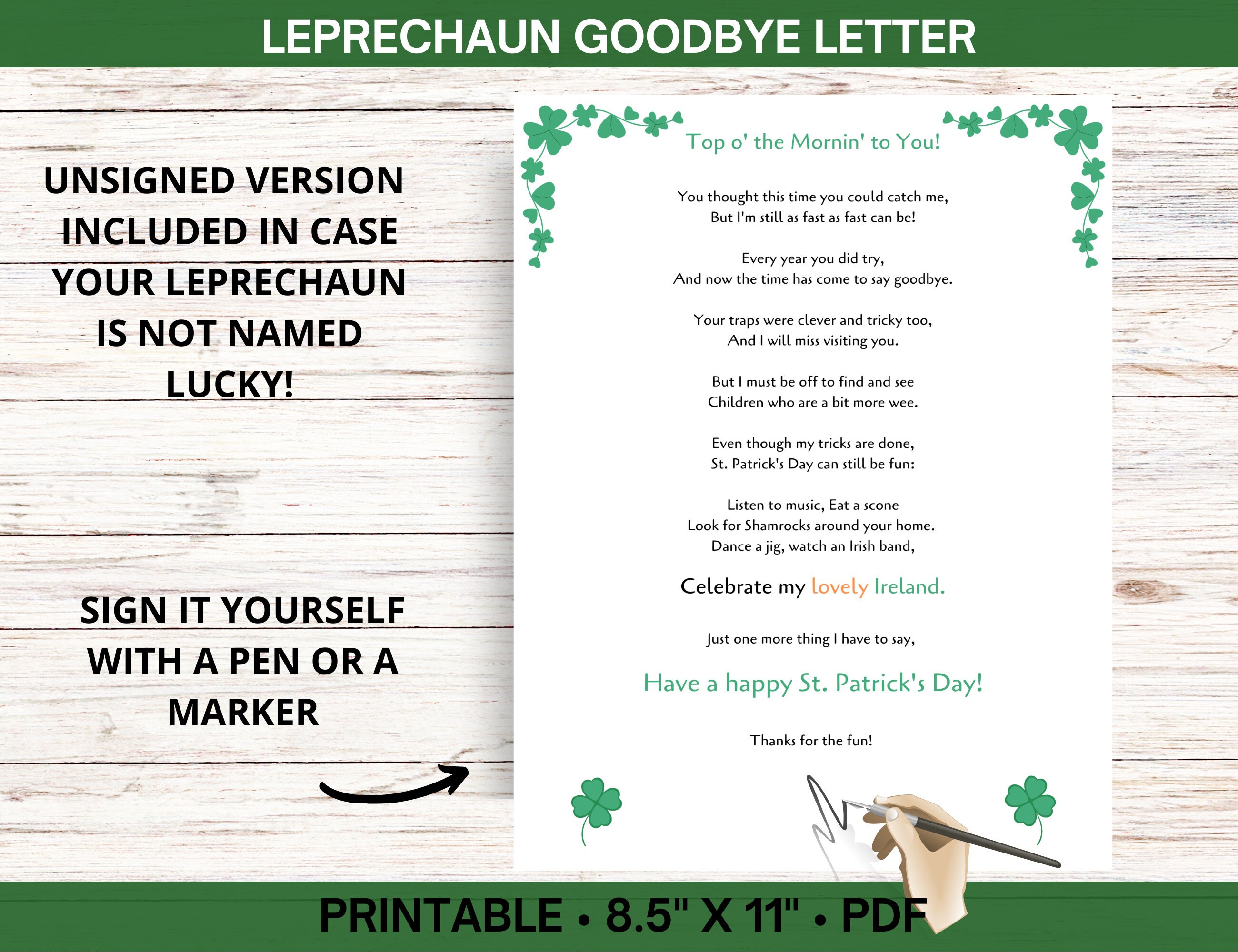 Leprechaun Trap Goodbye Letter - End Leprechaun Traps This St. Patrick ...
