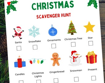 Christmas Kids Scavenger Hunt Printable Games for Kids Holiday Games ...