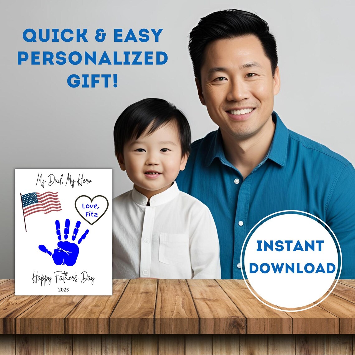 Father's Day Handprint Craft Printable Father's Day Card for Military ...