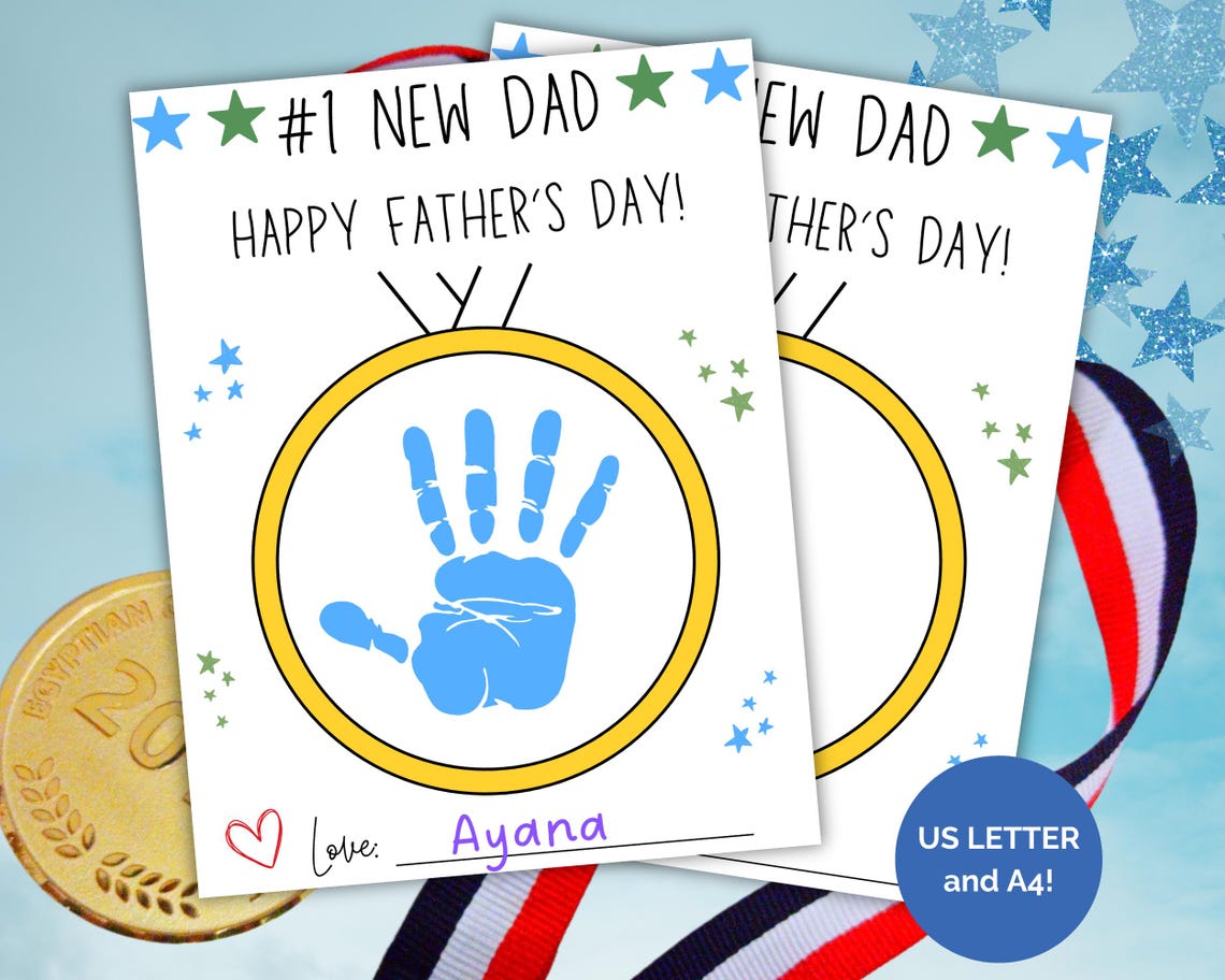 New Dad Father's Day Handprint Card Printable First Father's Day Gift ...