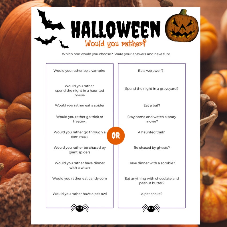 Halloween Would You Rather, Halloween Party Games, Halloween Games for ...
