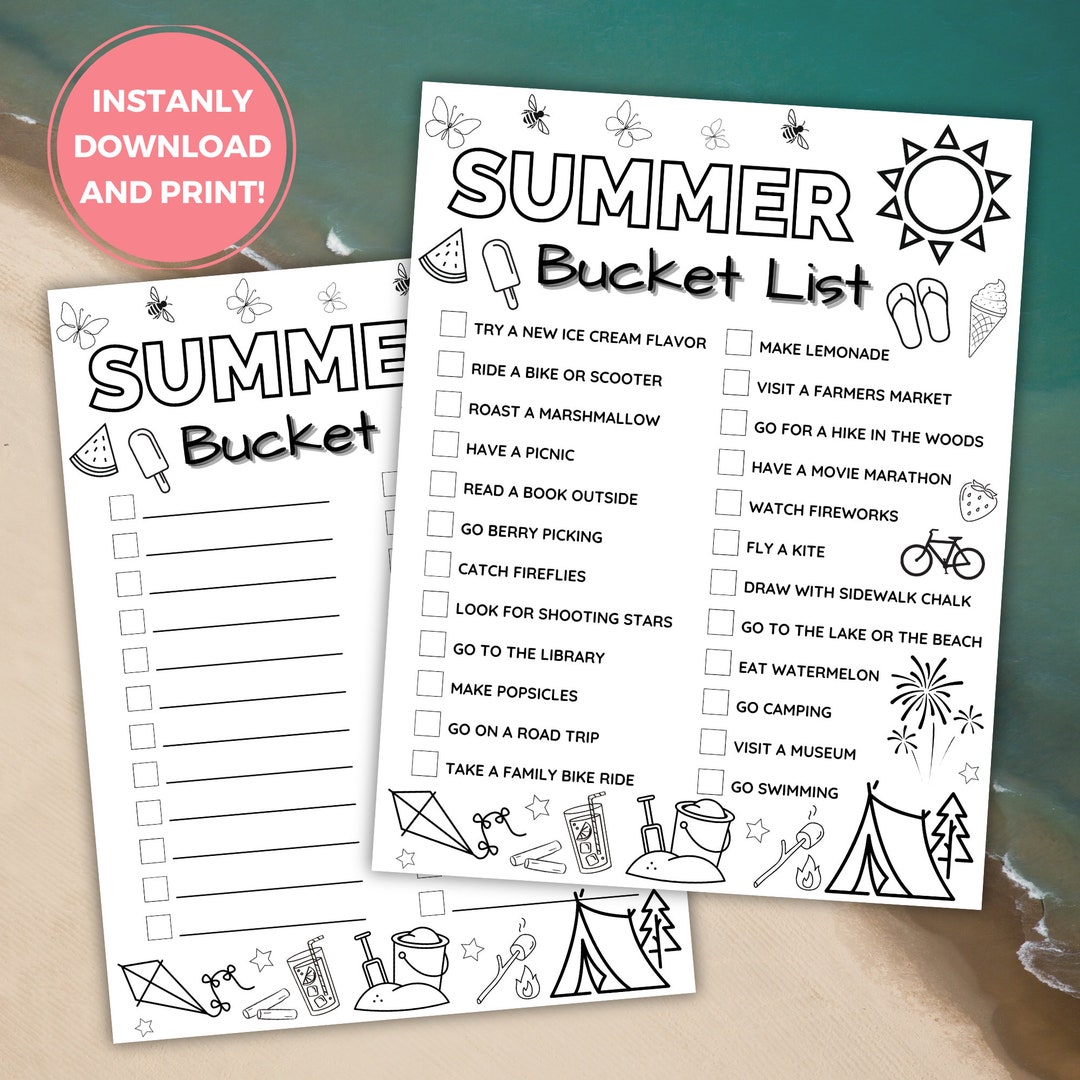 Summer Vacation Bucket List for Kids and Teens - Etsy