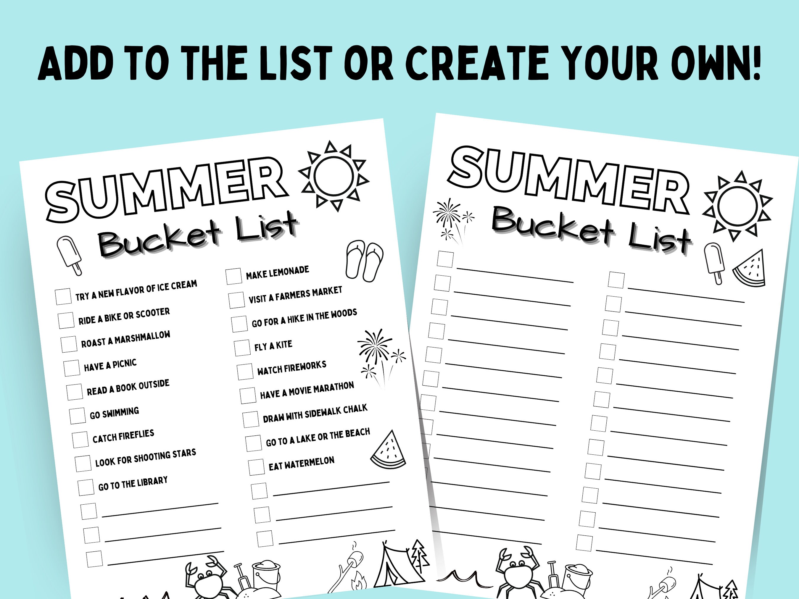 Kids Summer Printable, Summer Bucket List, Kids Summer Activities ...