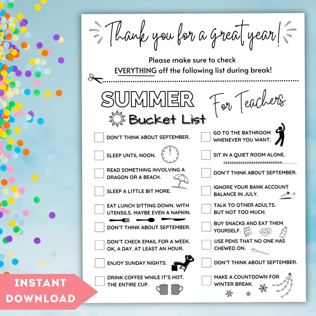 Teacher Appreciation Gift, End of Year Teacher Thank You, Summer Bucket ...
