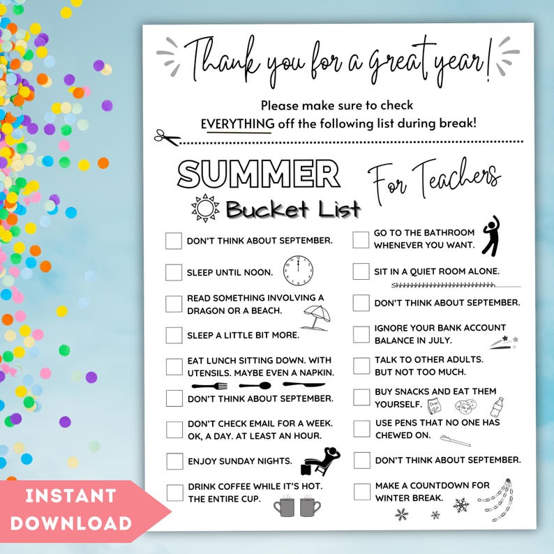 Teacher Appreciation Gift, End of Year Teacher Thank You, Summer Bucket ...