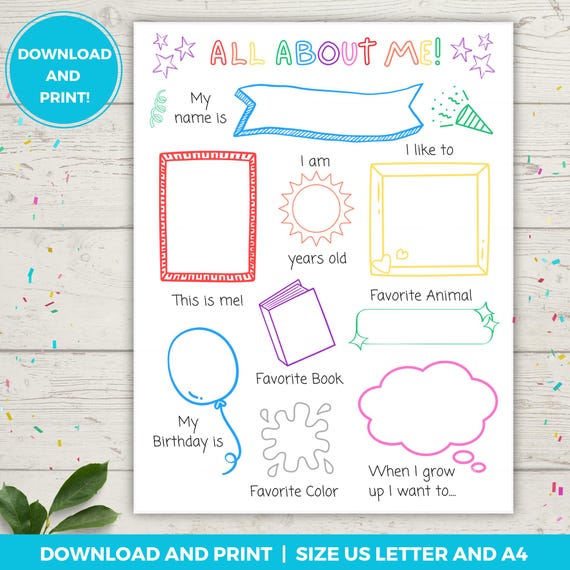 Printable All About Me Poster All About Me Preschool
