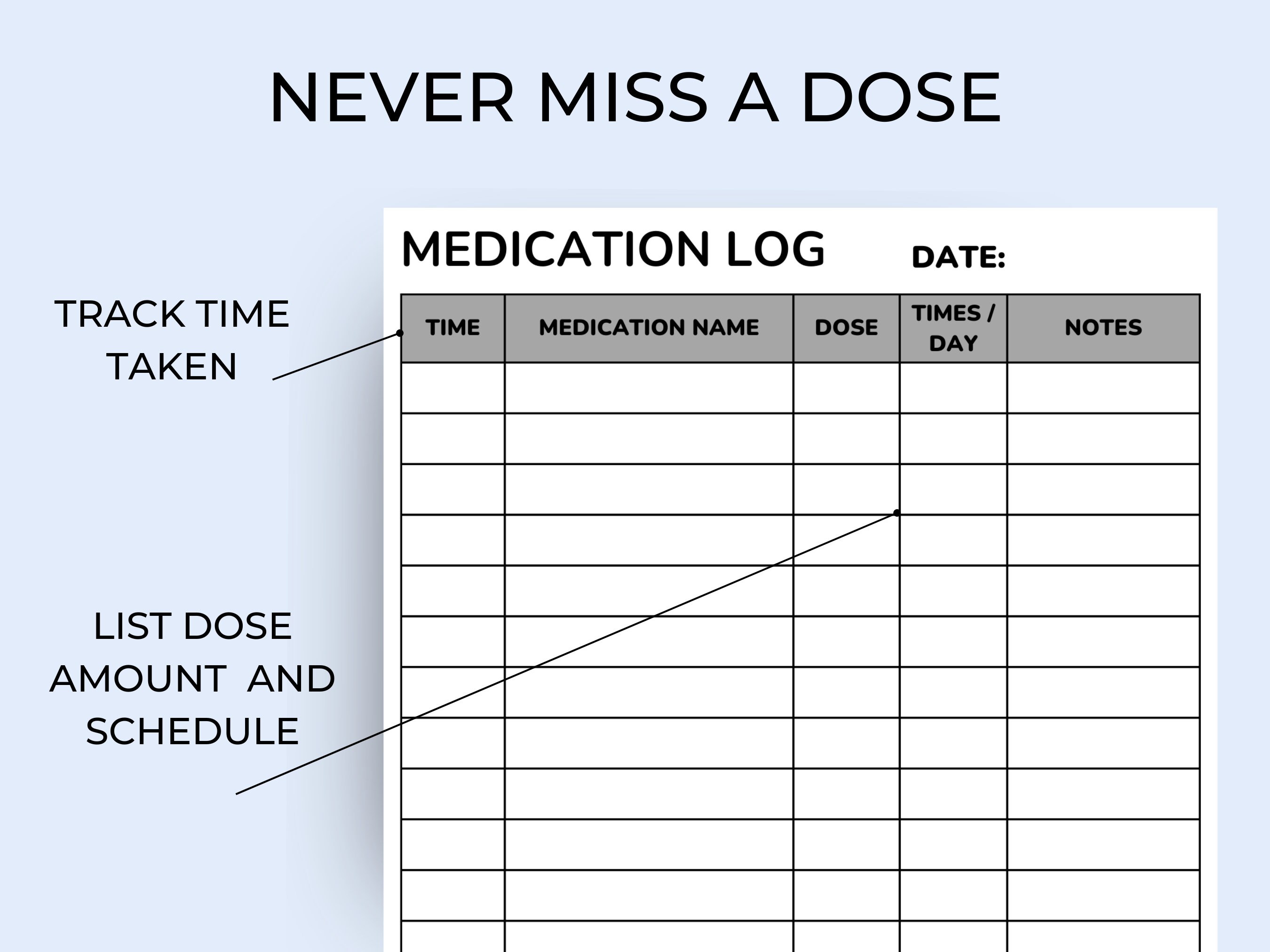 Easy Medication Log, Medication Tracker, Medication List Printable ...