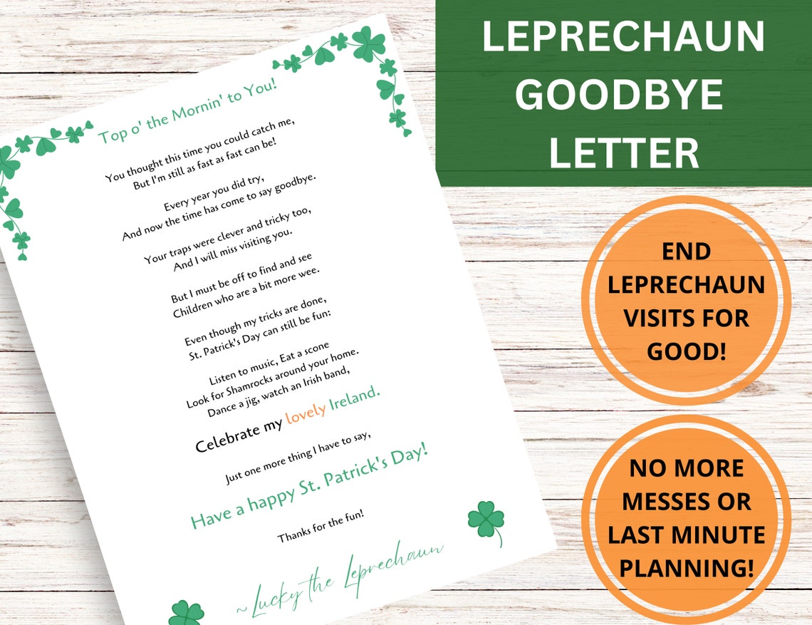 Leprechaun Trap Goodbye Letter - End Leprechaun Traps This St. Patrick ...