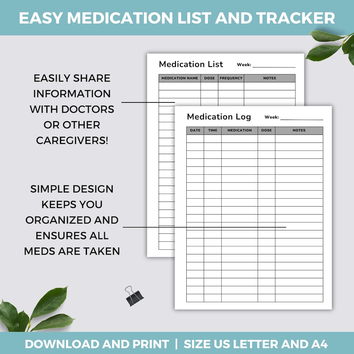 Medication Log Printable, Medication Tracker, Caregiver Medication Log ...