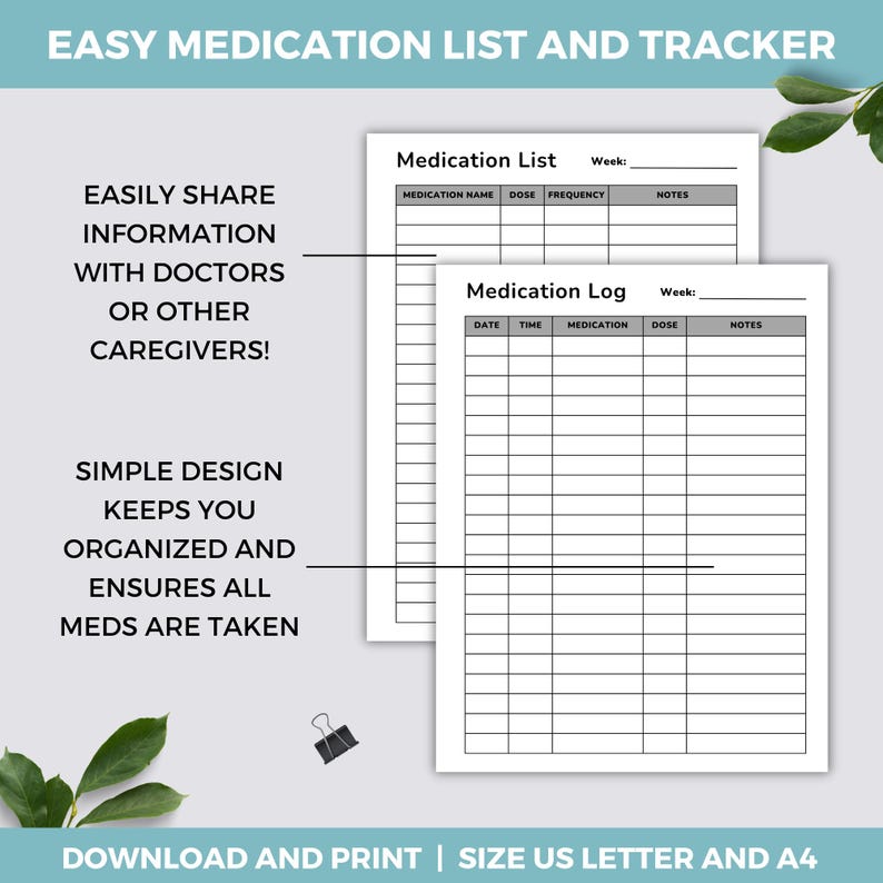 Medication Log Printable, Medication Tracker, Caregiver Medication Log ...