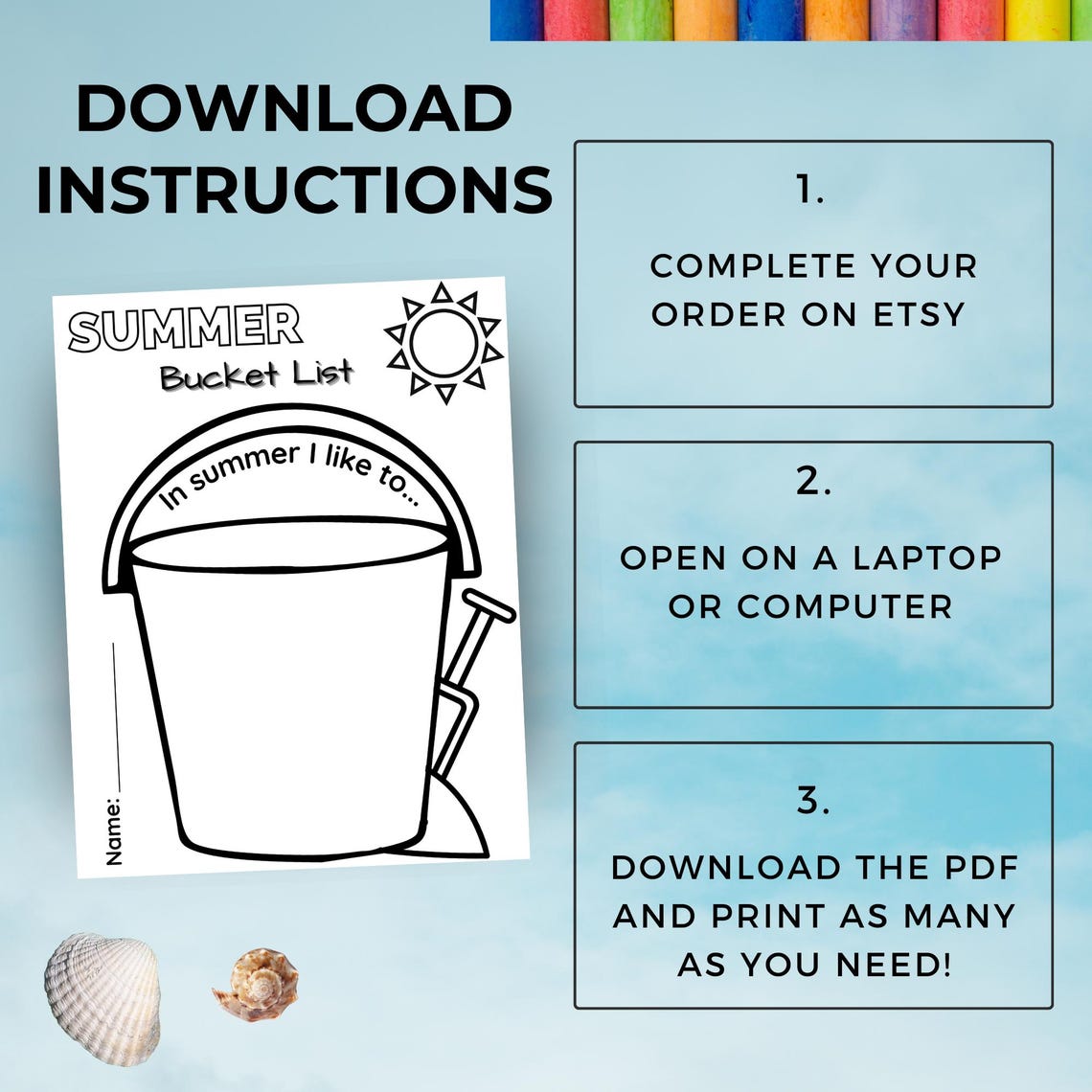 Summer Bucket List Printable, Summer Break Bucket List, Summer ...