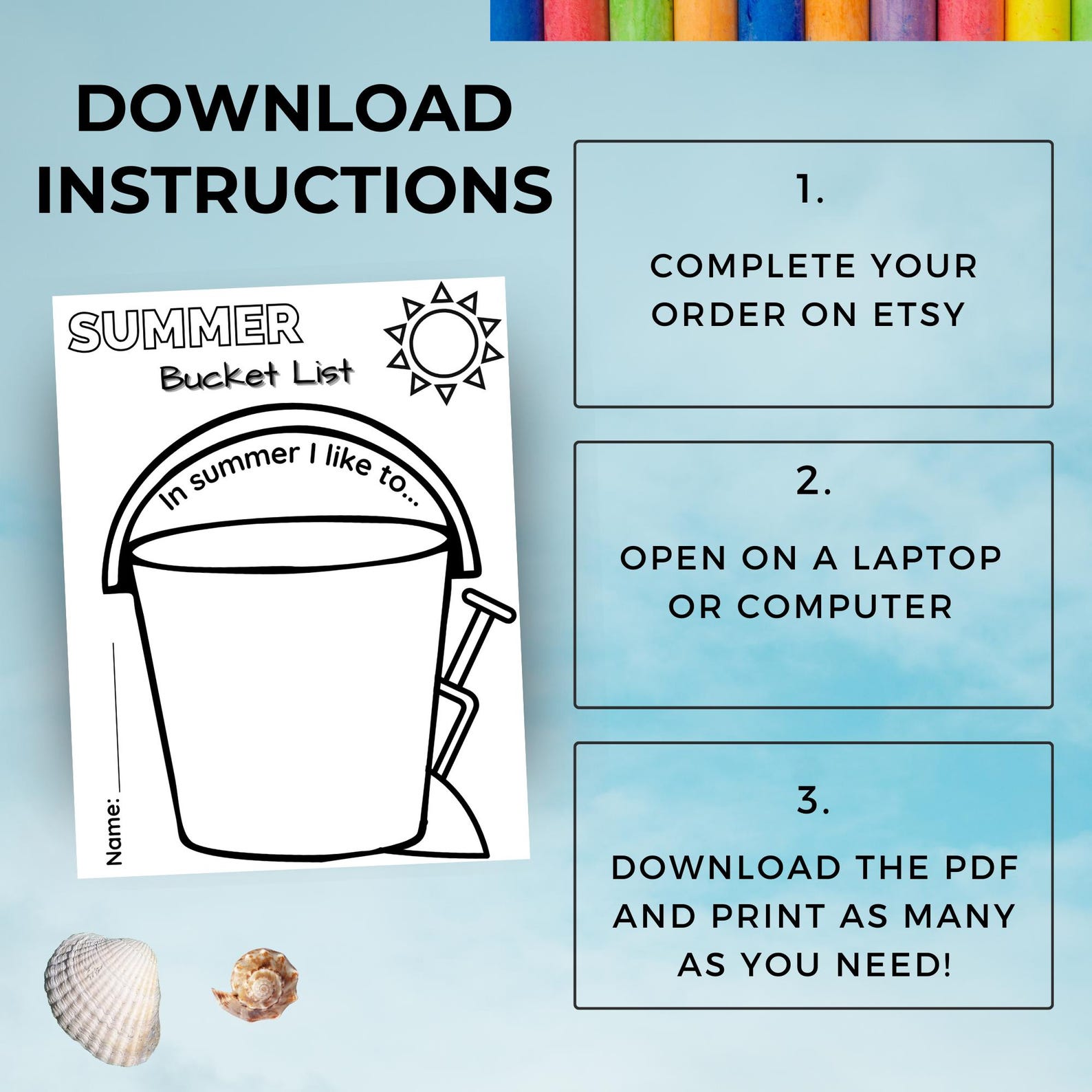 Summer Bucket List Printable, Summer Break Bucket List, Summer ...