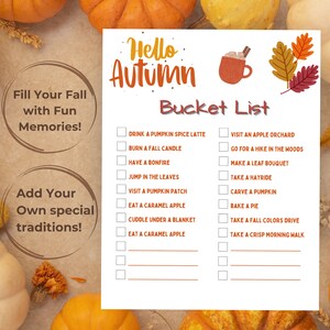 Autumn Bucket List, Printable Fall Bucket List, Halloween Games ...