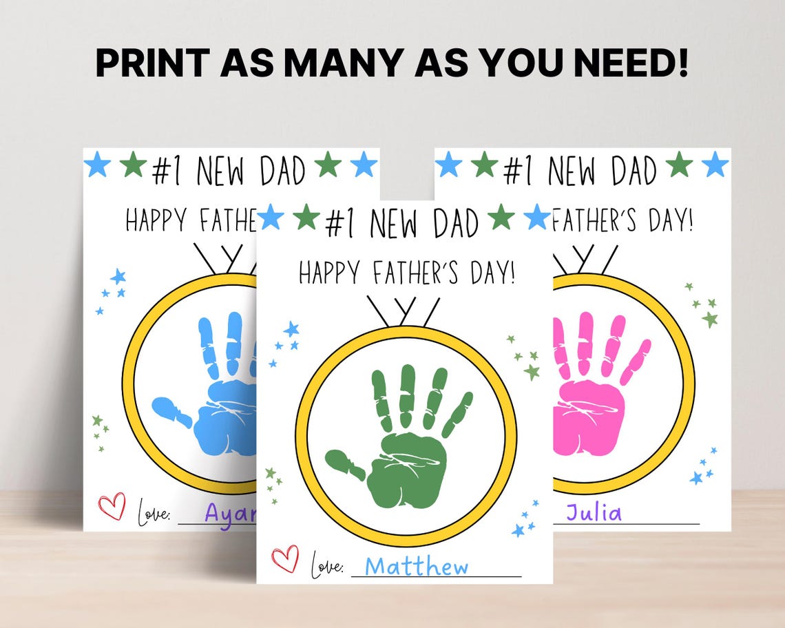 New Dad Father's Day Handprint Card Printable First Father's Day Gift ...