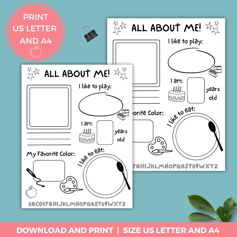 All About Me Poster Printable Back to School All About Me, Preschool ...