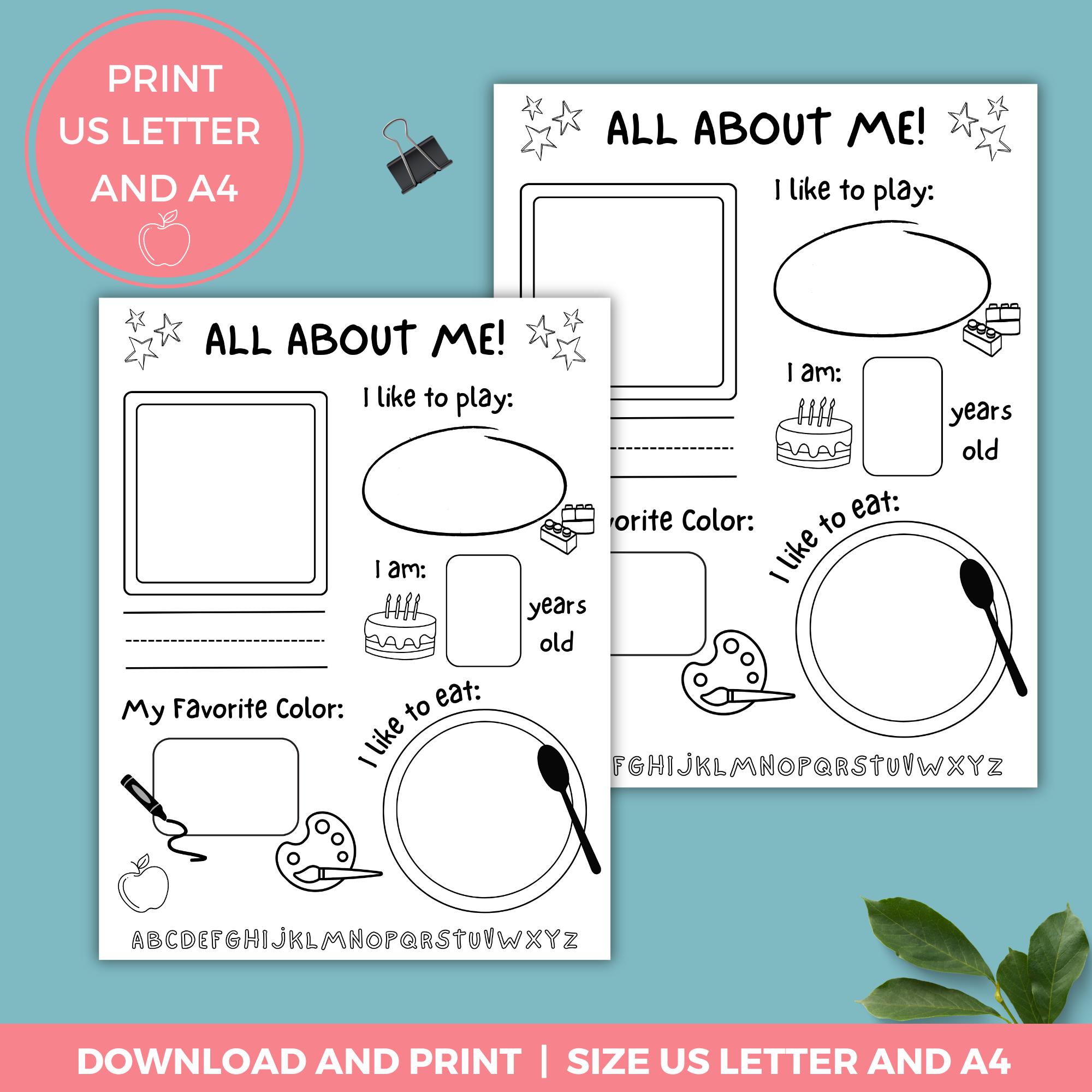 All About Me Poster Printable Back to School All About Me, Preschool ...