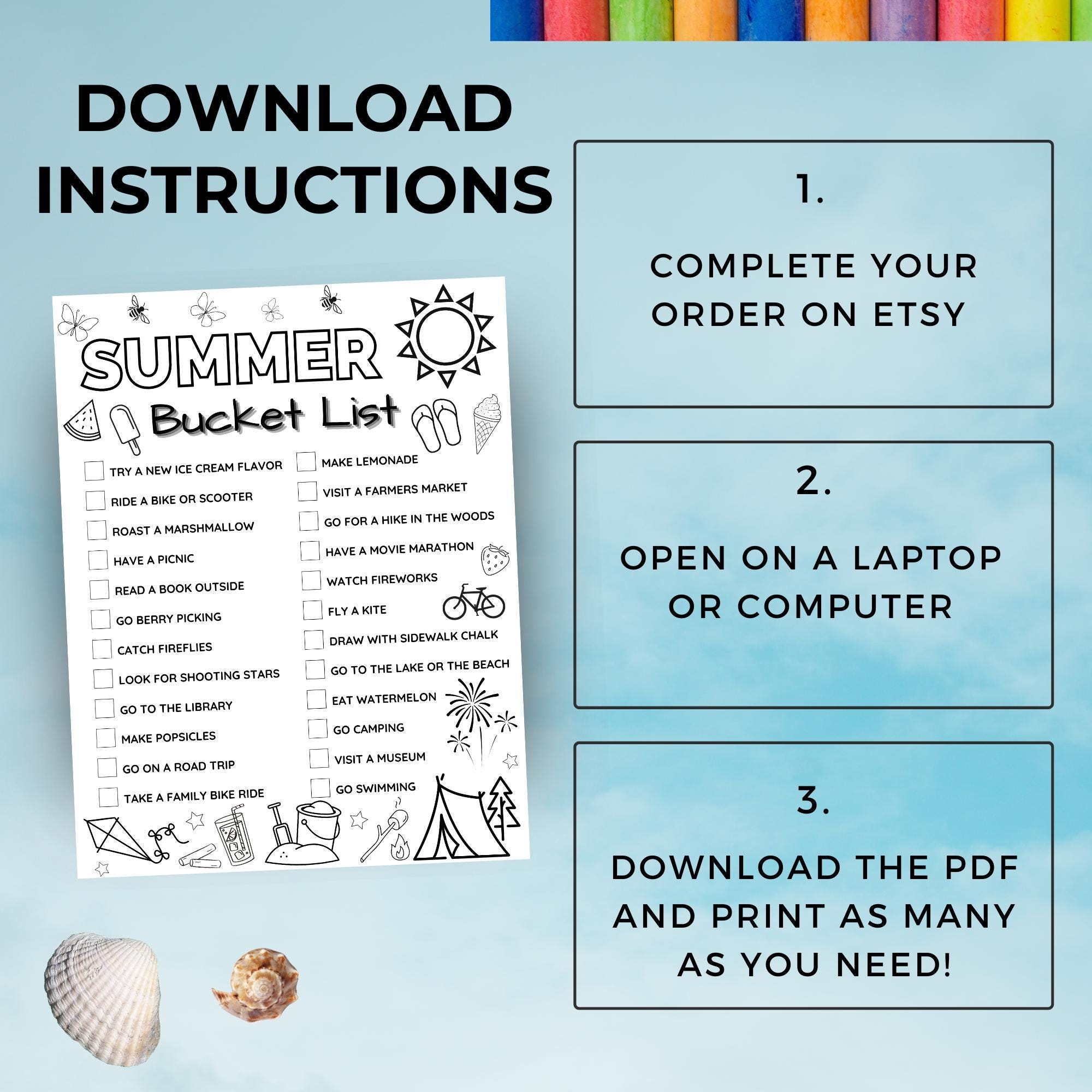 Printable Summer Bucket List, Summer Bucket List for Kids, 2025 Summer ...