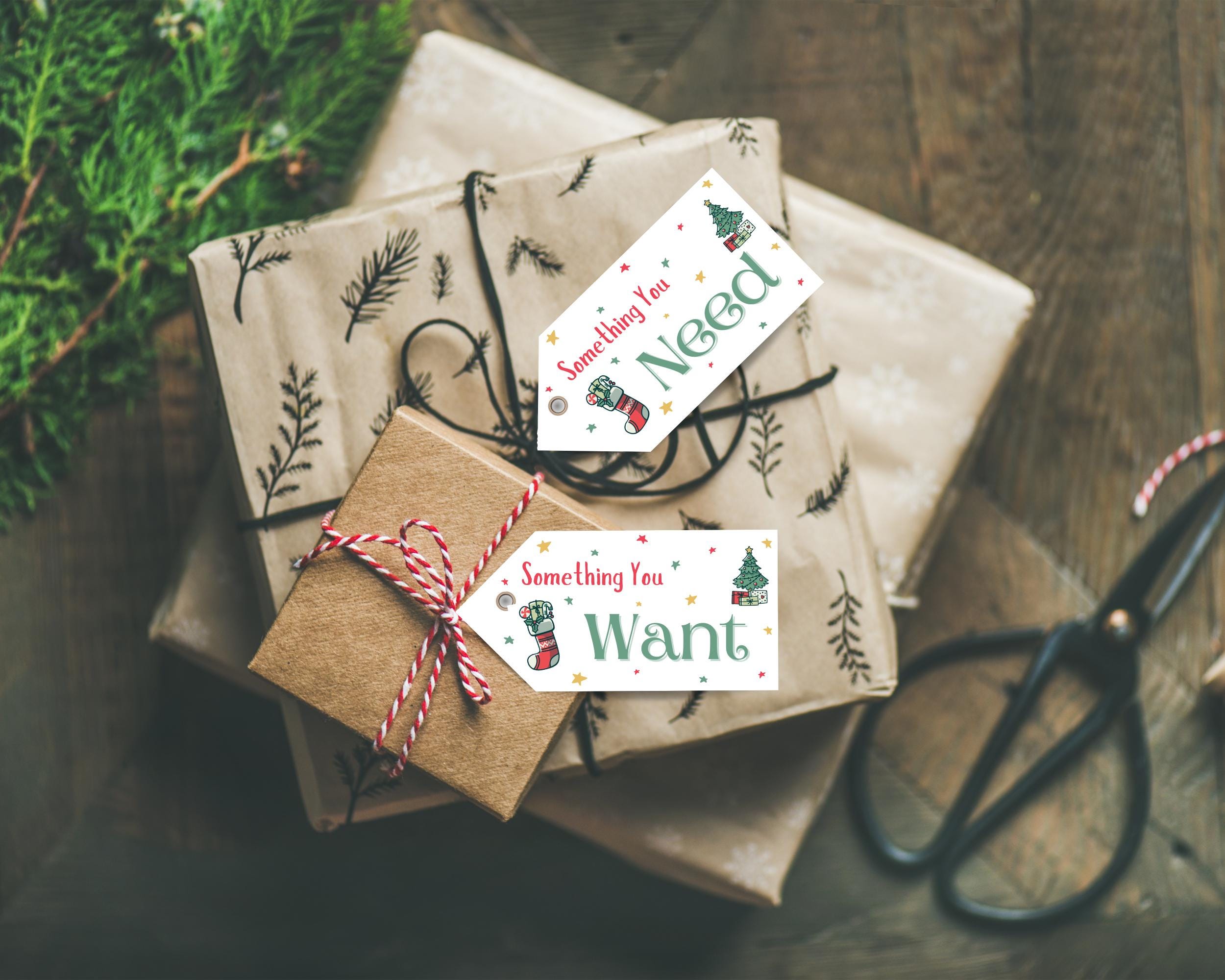 Christmas Gift Tags, Something You Want, Something You Need, Gift Tags ...