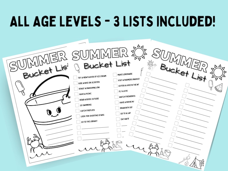 Kids Summer Printable, Summer Bucket List, Kids Summer Activities ...
