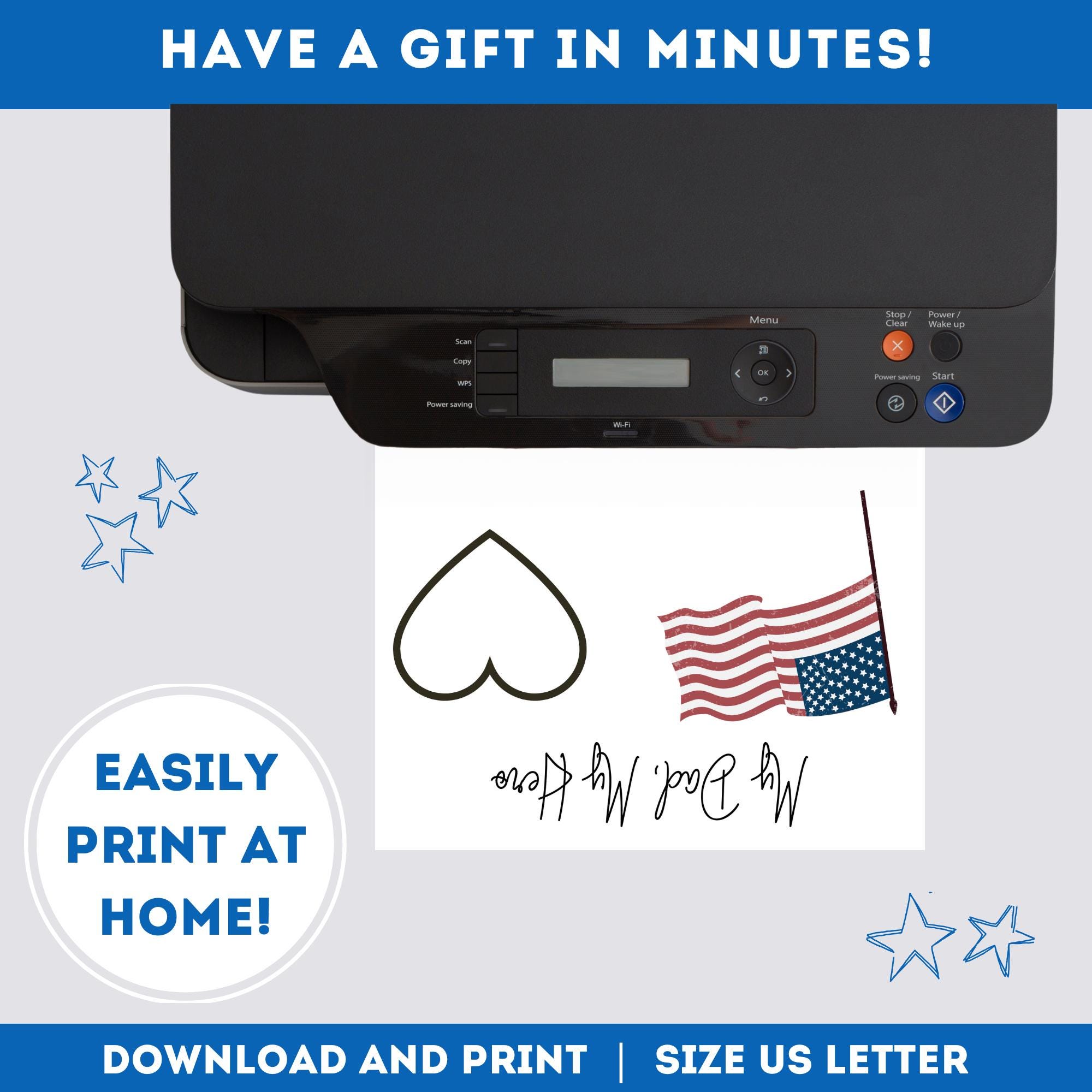 Father's Day Handprint Craft Printable Father's Day Card for Military ...