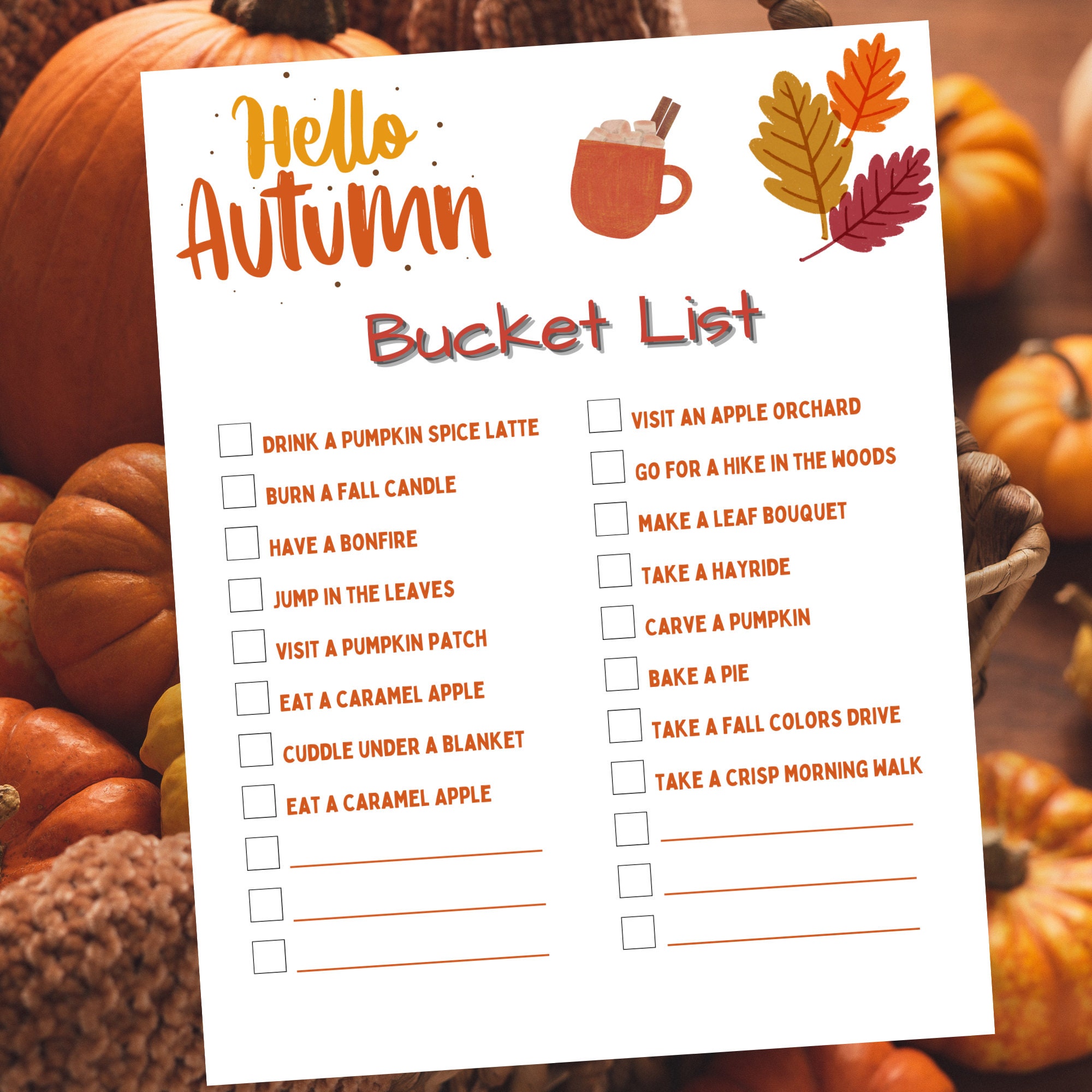 Autumn Bucket List, Printable Fall Bucket List, Halloween Games ...