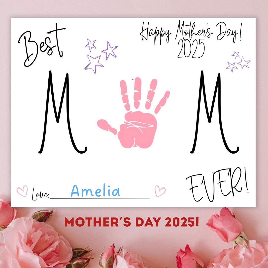 Kids Handprint Keepsake for Mom, Craft for Pre-k Kindergarten Children ...