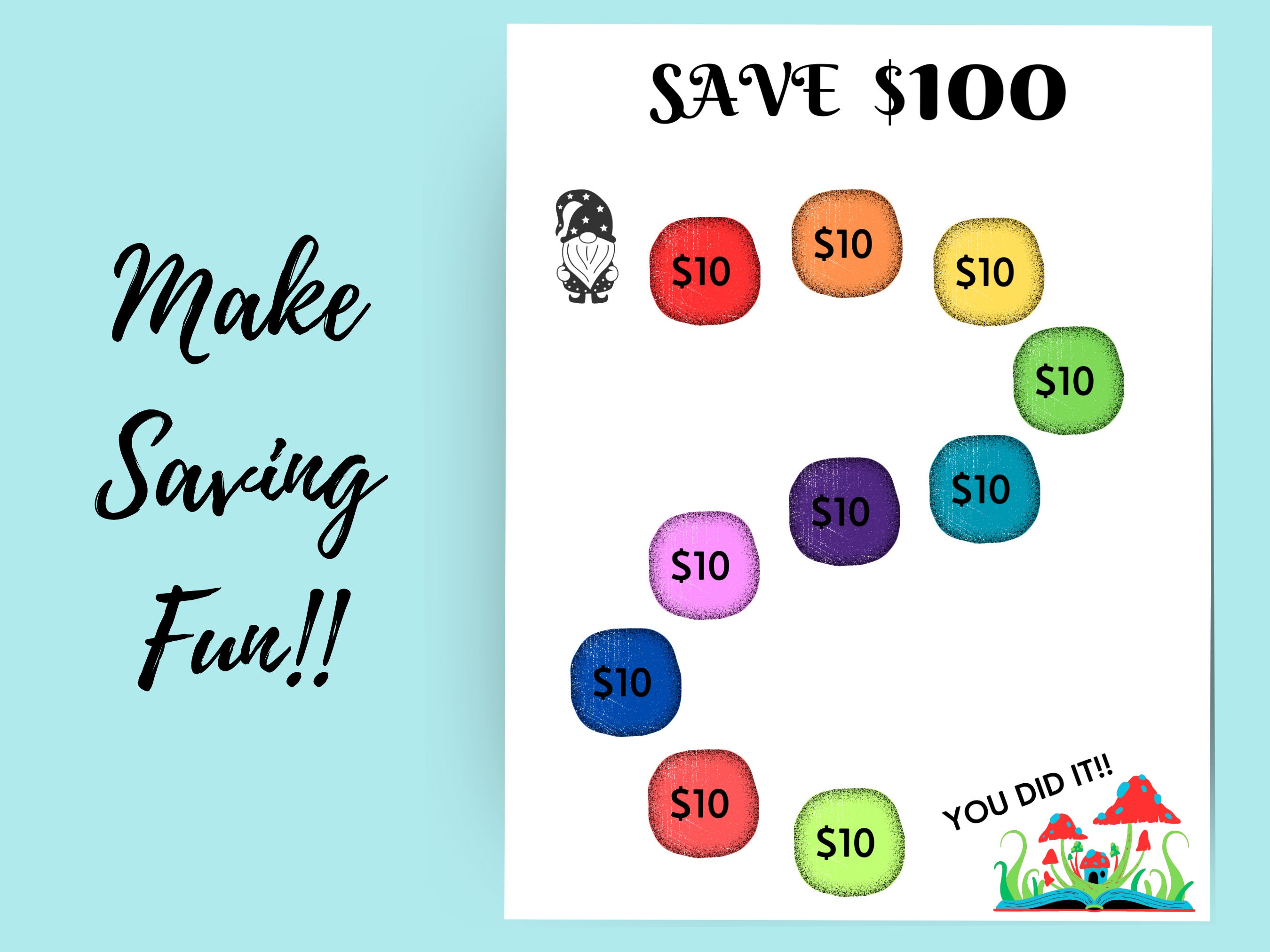 Kids Savings Tracker, Printable Savings Challenge for Kids, Saving 100 ...