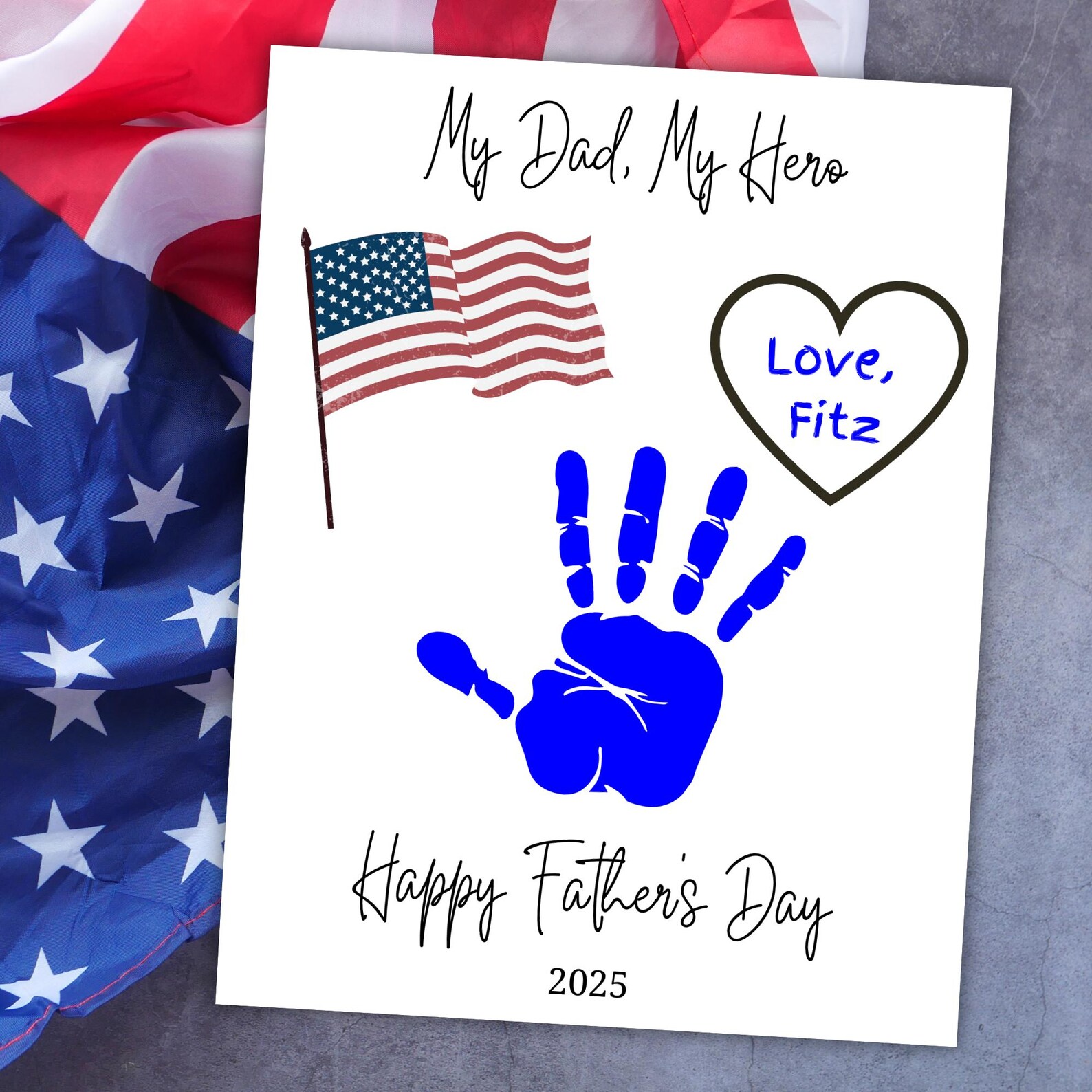 Father's Day Handprint Craft Printable Father's Day Card for Military ...