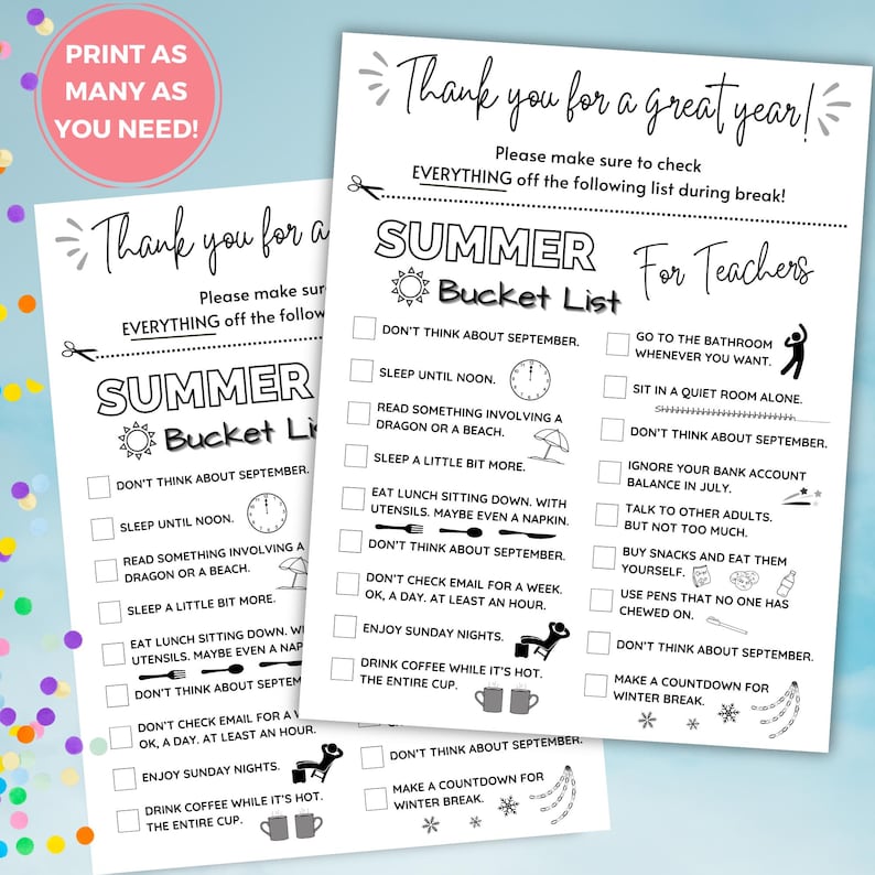Teacher Appreciation Gift, End of Year Teacher Thank You, Summer Bucket ...
