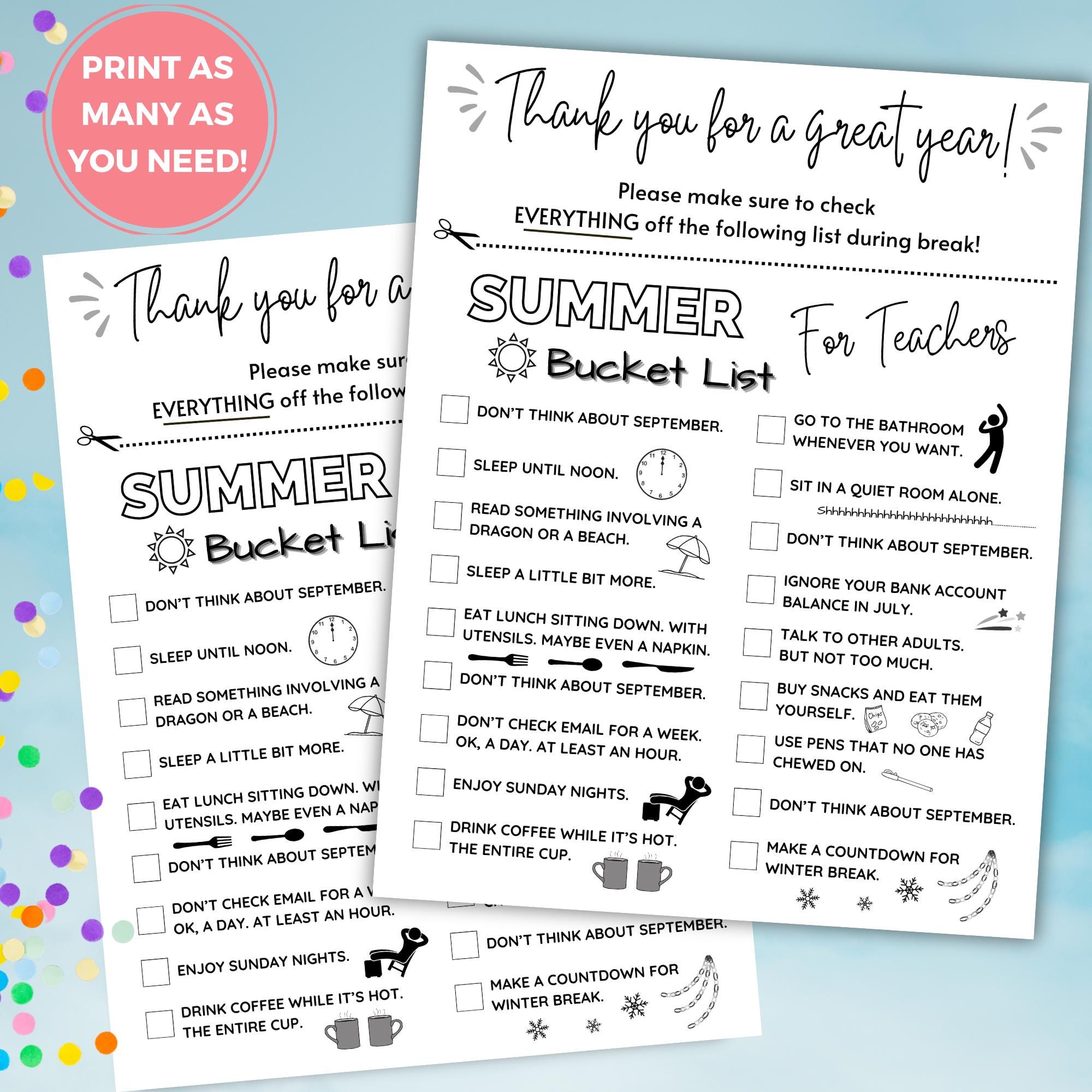 Teacher Appreciation Gift, End of Year Teacher Thank You, Summer Bucket ...