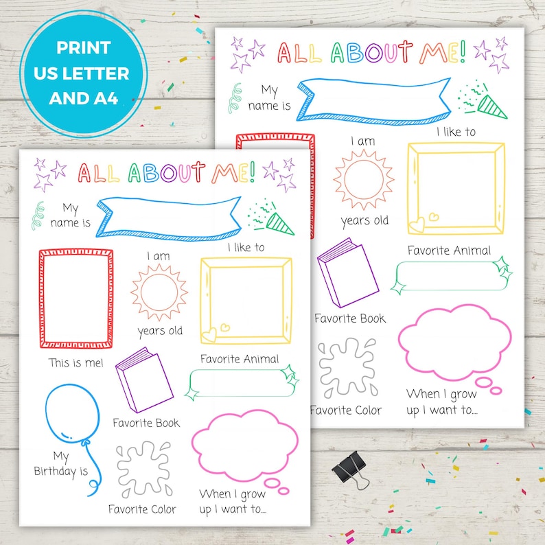 All About Me Poster Printable Back to School, Homeschool First Day of ...