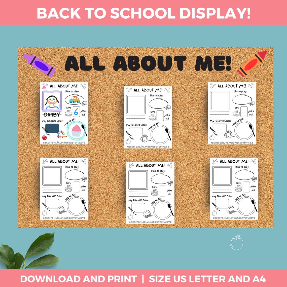 All About Me Poster Printable Back to School All About Me, Preschool ...