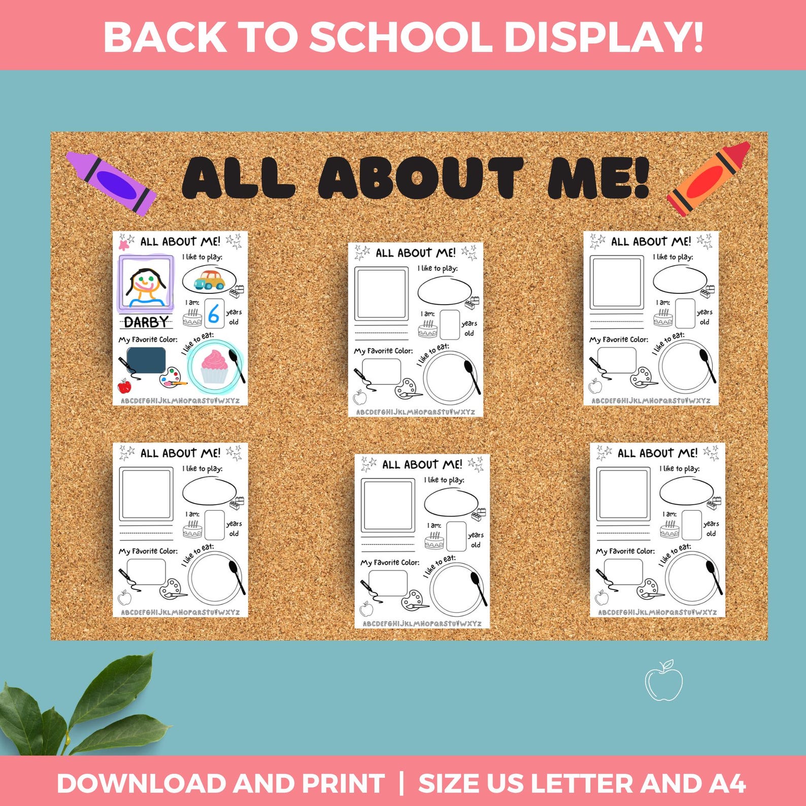 All About Me Poster Printable Back to School All About Me, Preschool ...
