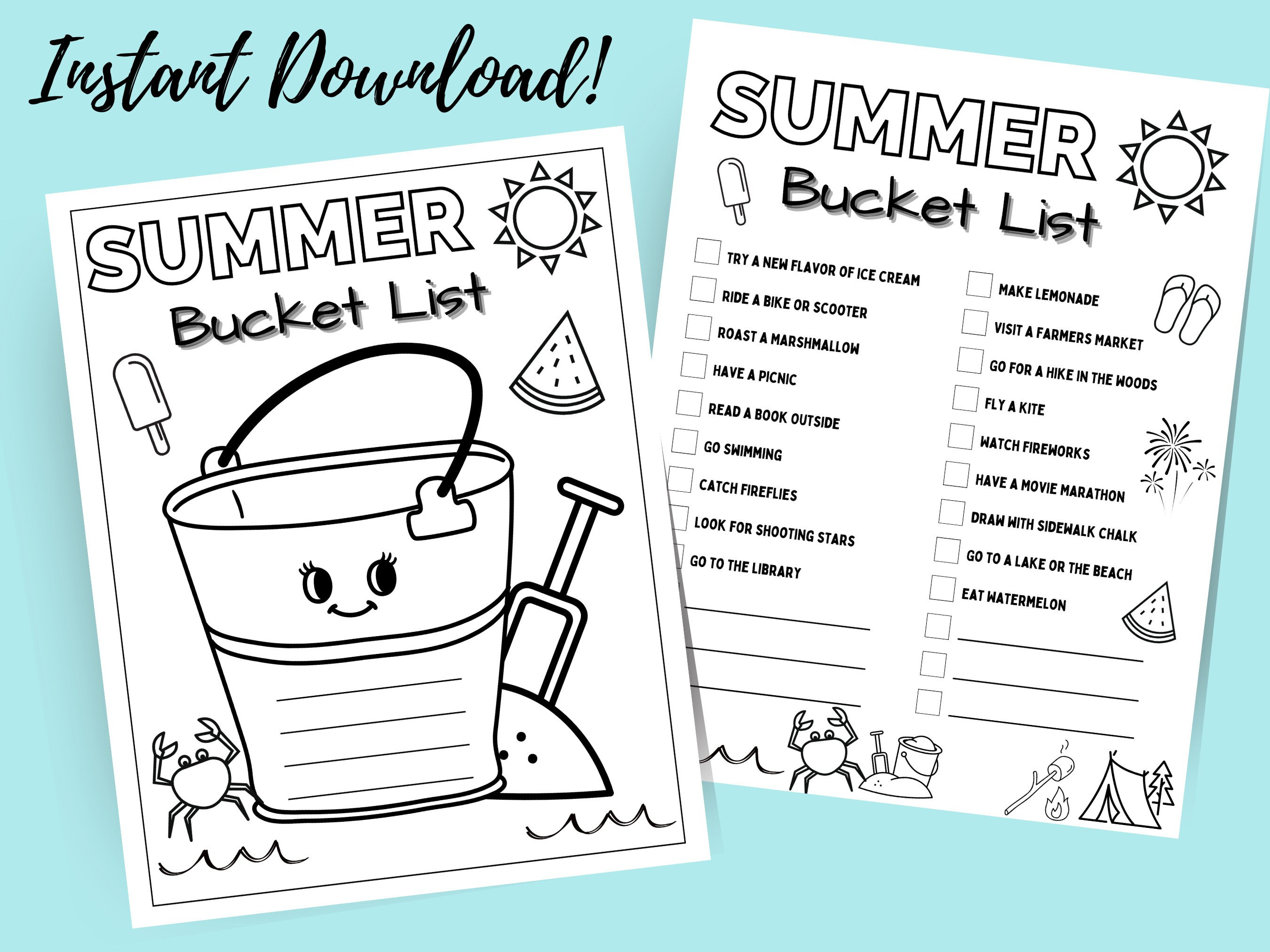 Kids Summer Printable, Summer Bucket List, Kids Summer Activities ...