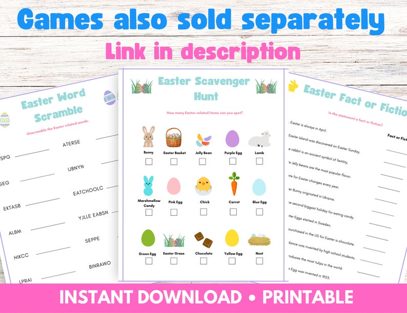 Printable Easter Games Easter Games for Kids Adults School Easter ...