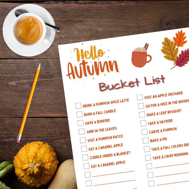 Autumn Bucket List, Printable Fall Bucket List, Halloween Games ...