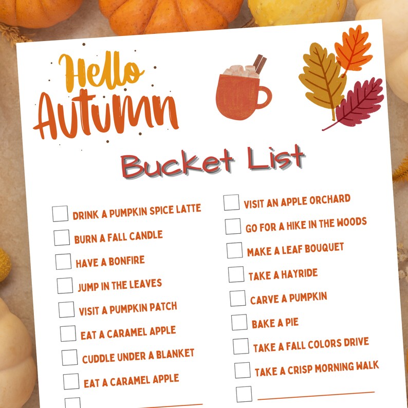 Autumn Bucket List, Printable Fall Bucket List, Halloween Games ...