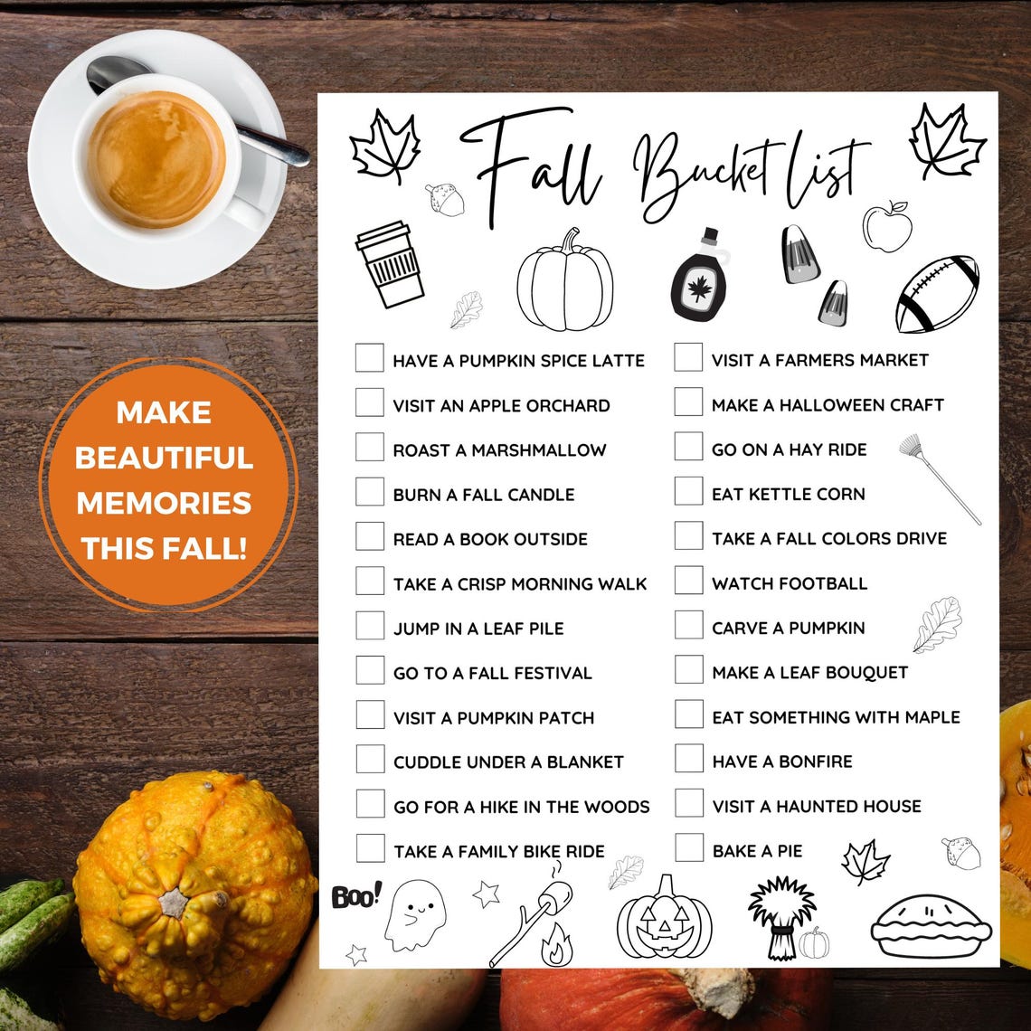 Fall Bucket List, Printable Fall Calendar, Fall Activities, Fall ...
