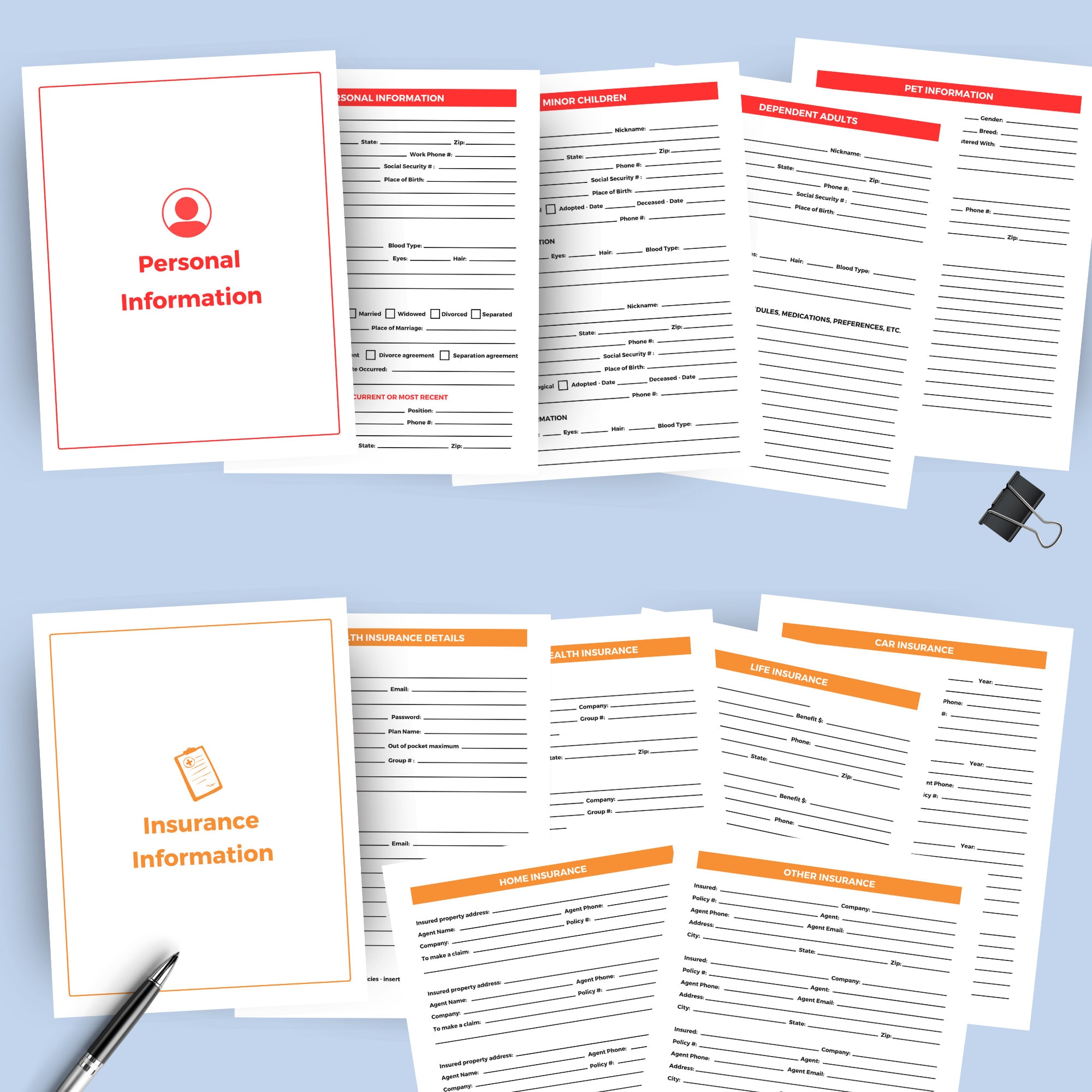 End of Life Planner Printable PDF, Emergency Binder, Fillable End of ...