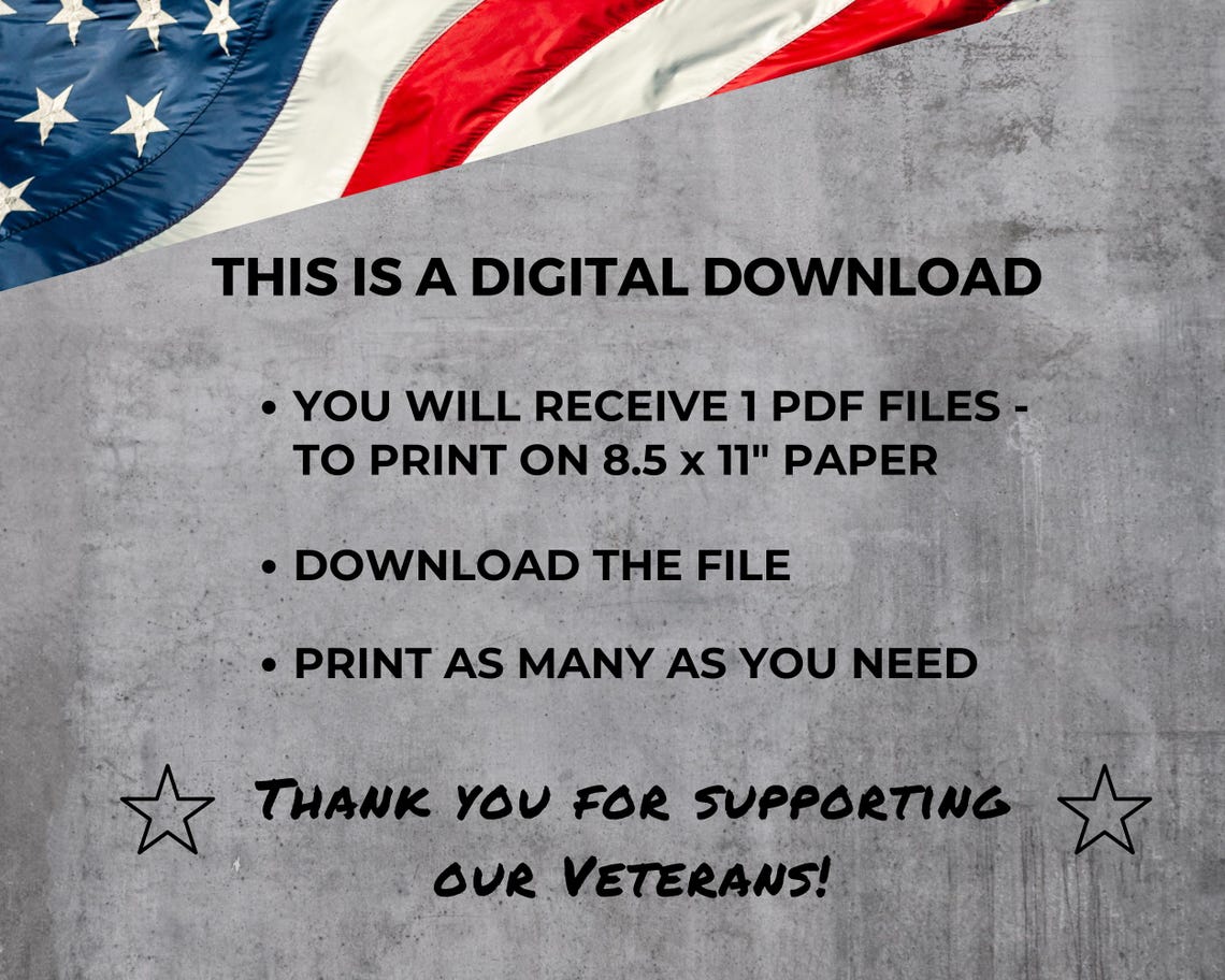 Veterans Day Thank You Card, Printable Veterans Day Card, Thank You for ...