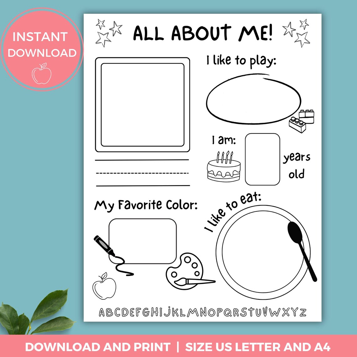 All About Me Poster Printable Back to School All About Me, Preschool ...