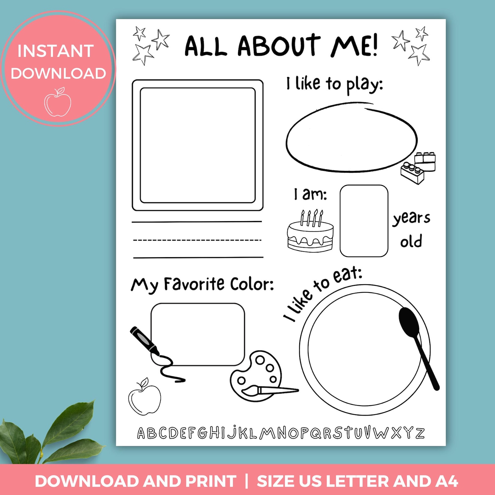 All About Me Poster Printable Back to School All About Me, Preschool ...
