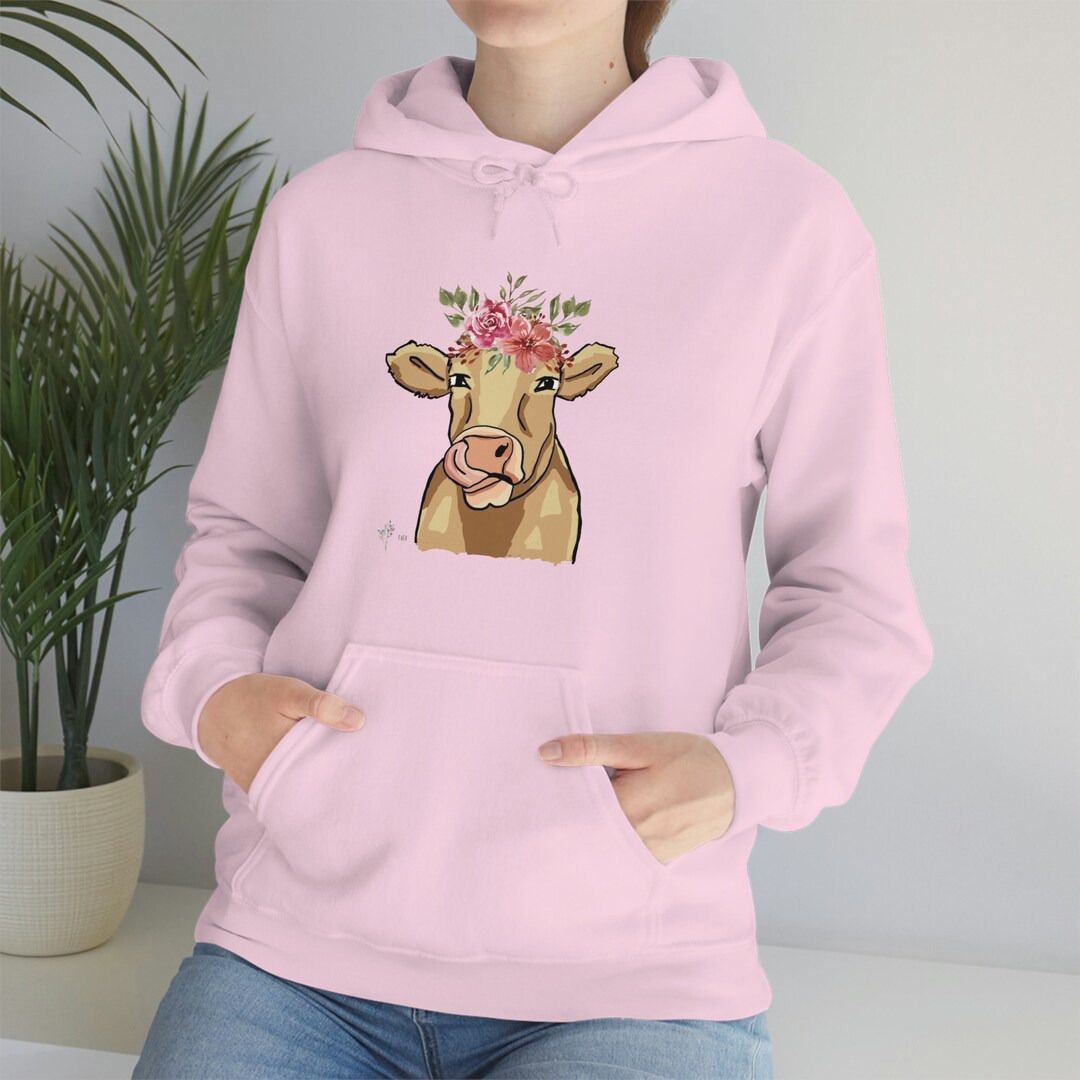 Flower Power Cow Hoodie Cutecore Girlycore Pinkcore Girly Aesthetic ...