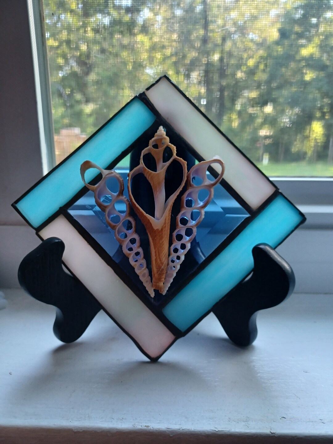 Stained Glass Seashell Suncatcher Beach Decor Inspired Window Display ...